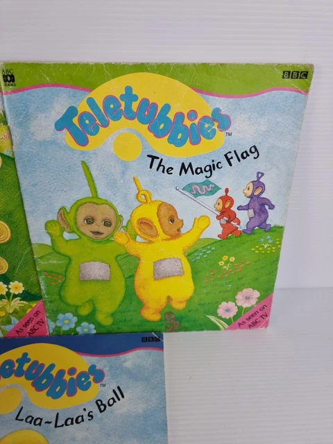 3 X TELETUBBIES Books - The Magic Flag, Flying Toast, Laa-Laa's Ball ...