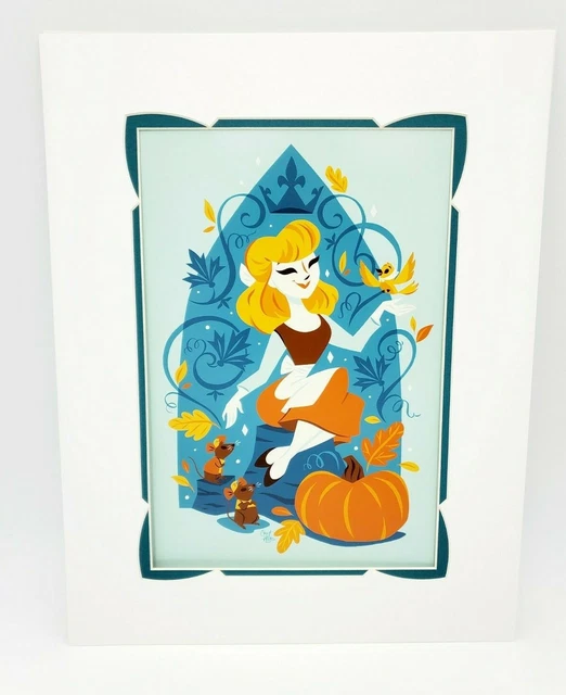DISNEY PARKS CINDERELLA "Once Upon a Time" by Caley Hicks 14x18 Matted ...