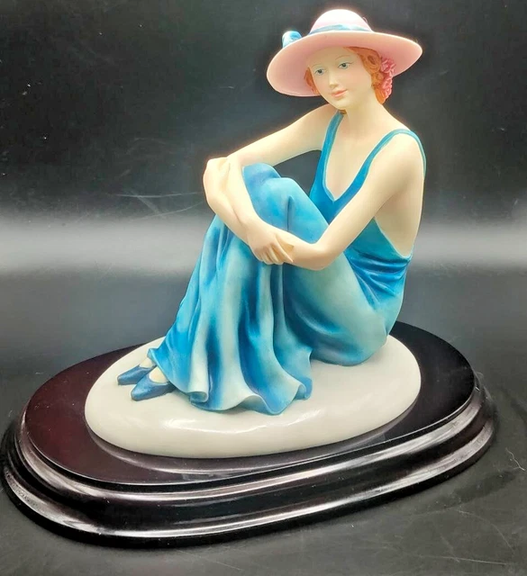 THE LEONARDO COLLECTION Annie Rowe Lady In Blue Dress Figurine Vintage ...