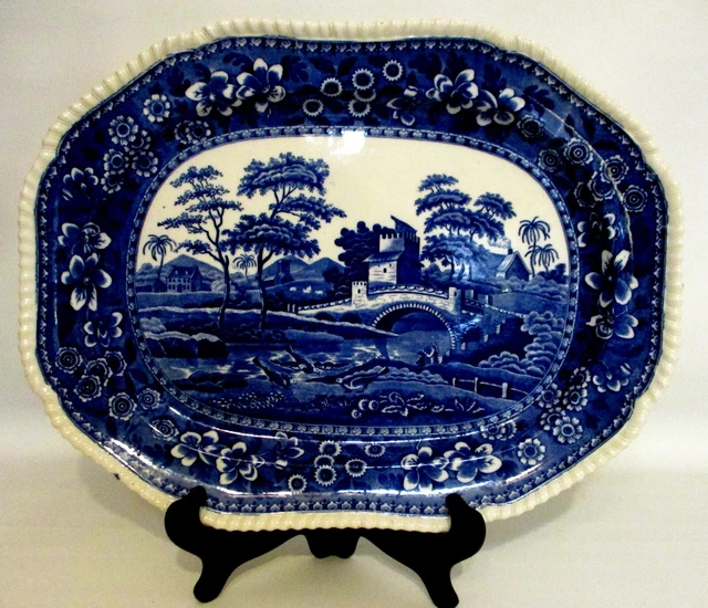 ANTIQUE COPELAND SPODE'S Tower Blue 19" Serving Tray or Platter - Older ...