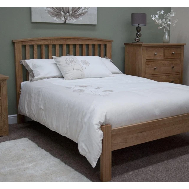 SOLID OAK ARCHED Double Rail Bed Torino Oak Lacquer Finish Bedroom ...