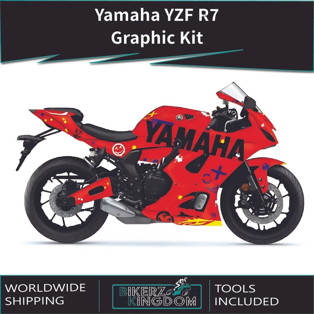 YAMAHA YZF R7 2021-2024 Graphics Kit Paint Splat Red Design Decal Set ...