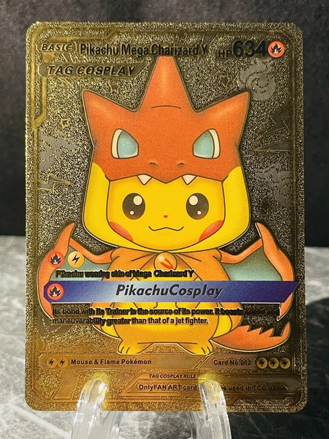 PIKACHU MEGA CHARIZARD Y Gold Fan Art Pokemon TCG $3.00 - PicClick CA