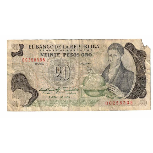 [#330422] BANKNOTE, COLOMBIA, 20 Pesos Oro, 1983, 1983-01-01, KM:409d ...