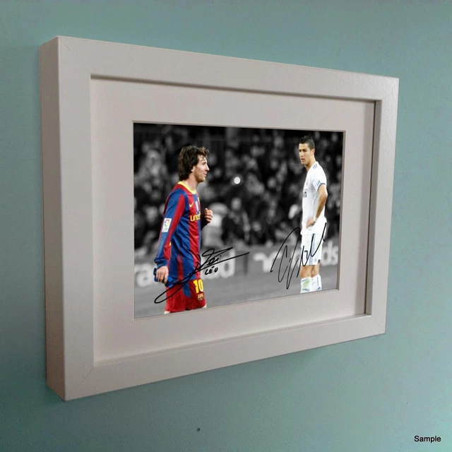 SIGNED LIONEL MESSI Ronaldo Barcelona Photo Photograph Picture Frame ...