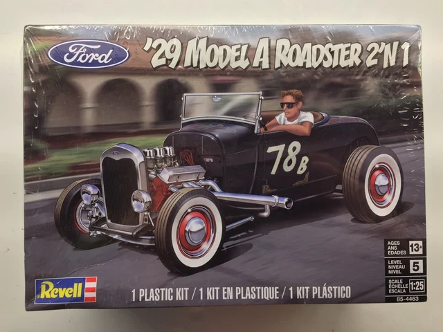 REVELL 1929 FORD Model A Roadster 2'N1 1/25 Scale Plastic Model Car Kit ...