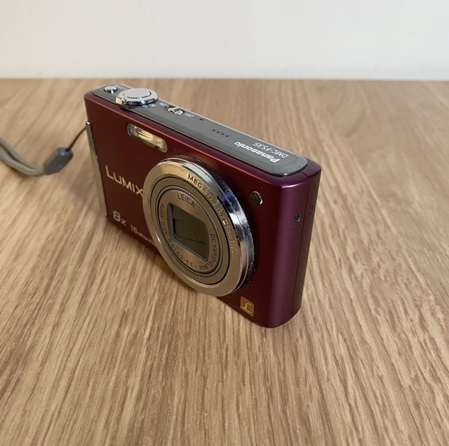 PANASONIC DMC-FS35 16.1MP Digital Compact Camera 8x Zoom Purple & 32GB ...