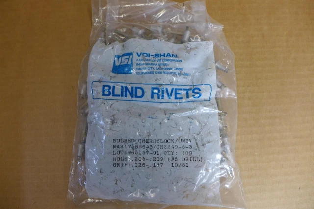 VOI-SHAN/CHERRYLOCK BULBED BLIND RIVET #CR2249-6-3/NAS1738B6-3 (NEW Bag ...