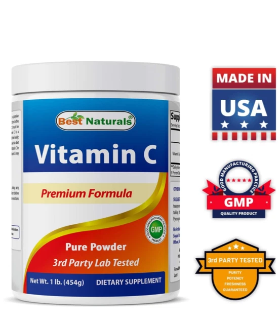 BEST NATURALS 100% Pure Vitamin C Powder 1 lb (454 Grams) MADE IN THE ...