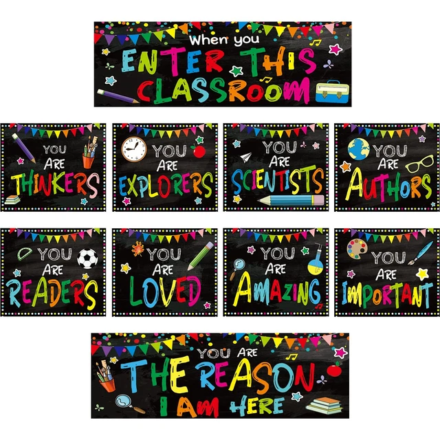 CLASSROOM DECORATIONS BULLETIN Board Poster Banner Set Classroom Party ...