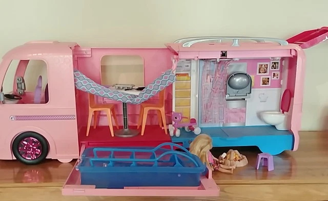BARBIE DREAM CAMPER Van Motorhome EXPANDING 24-36" Pink RV BUNDLE Movie ...