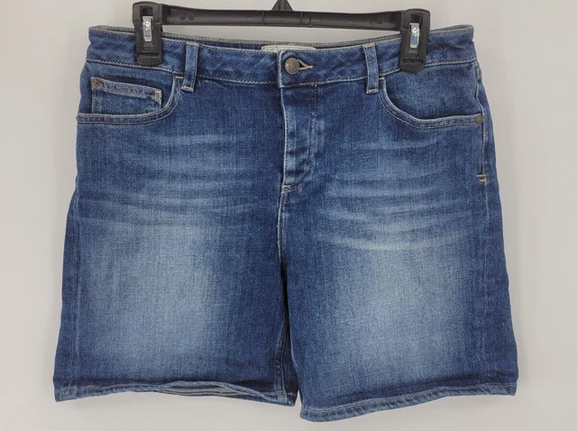 FAT FACE DENIM Shorts Womens 6 Dark Faded Wash Blue Jean Boho Festival ...