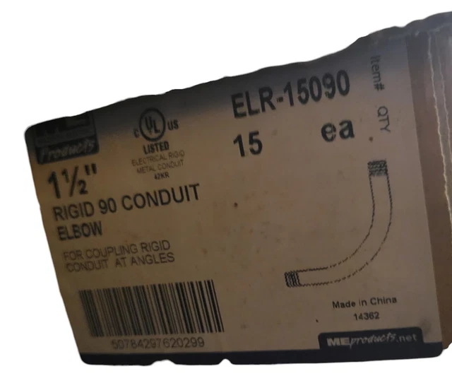 1-1/2” ELBOW RIGID 90° Rigid Conduit Galvanized Steel ELR-1509 Lot Of 5 ...