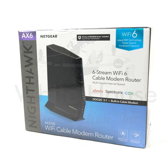 NETGEAR NIGHTHAWK CAX30 AX2700 Wi-Fi 6 Cable Modem Router $159.99 ...