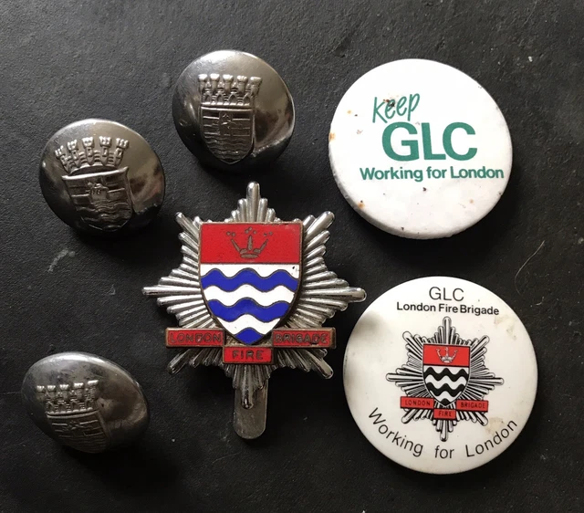 GLC LONDON FIRE Brigade Cap Badges, Buttons and Pin Badges £5.50 ...