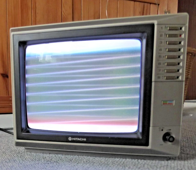 VINTAGE 1981 HITACHI Colour Portable TV. Iconic Cube Shape. Fantastic ...