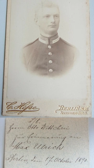 UNIFORME PHOTO CDV Berlin (Hesse) 1890: Soldat Max Ulrich, Dédicace À ...