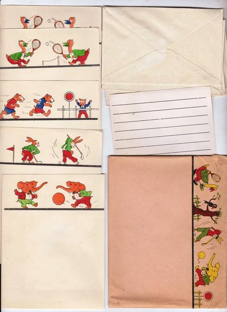 POSTE ENFANTINE ANCIENNE Ensemble De Papiers Enveloppes Décorées ...