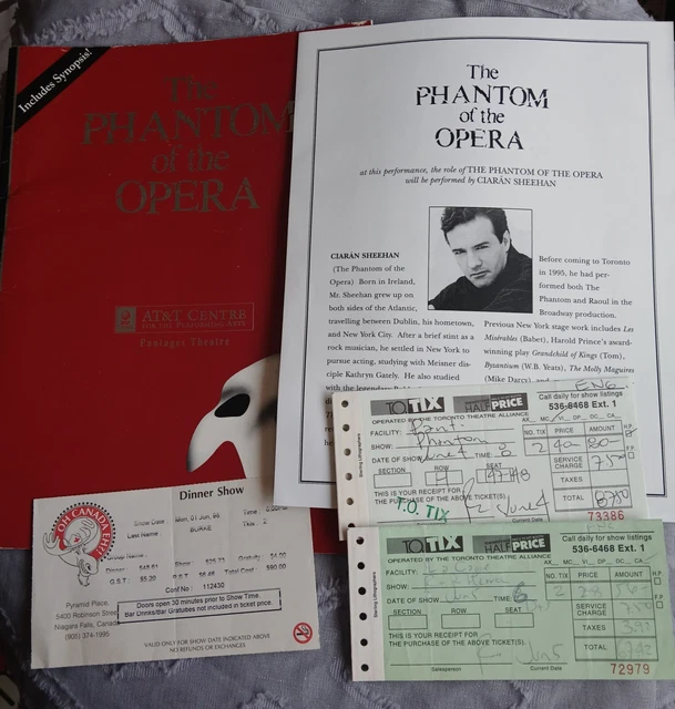 THE PHANTOM OF the Opera 1996 Thea Programme With Tickets Receipts £9. ...