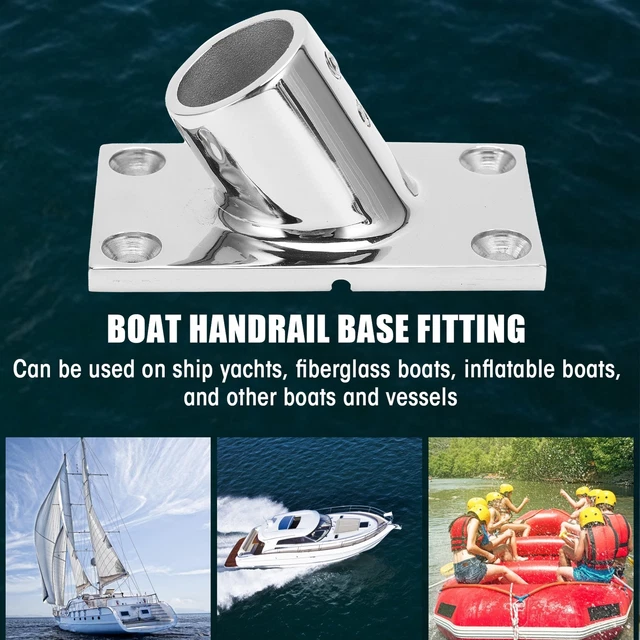 BOAT HANDRAIL BASE Fitting Stainless Steel 60 Degree Rectangular Boat ...