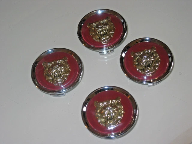 NOS GENUINE JAGUAR XJ6 XJ40 XJ12 SET 4 x ALLOY WHEEL CENTRE CAPS MAROON ...