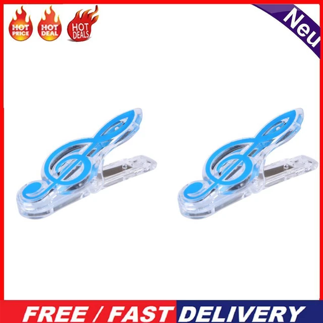 PLASTIC MUSICAL NOTE Letter Paper Clip Piano Sheet Spring Holder (Blue ...
