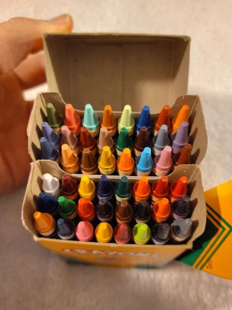 VTG BOX 64 Crayola Crayons 2002 Y2K Built-in Sharpener Retired Colors ...