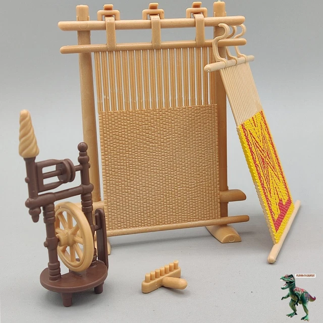 PLAYMOBIL LOTE TELAR-TAPIZ-HILANDERA-RUECA-COSTURERA medieval-sastreria ...