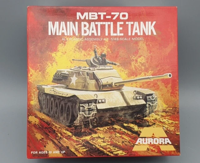 MODELLI AUTO 1:48 Aurora Main Battle Tank MBT-70 kit IMBALLO ORIGINALE ...