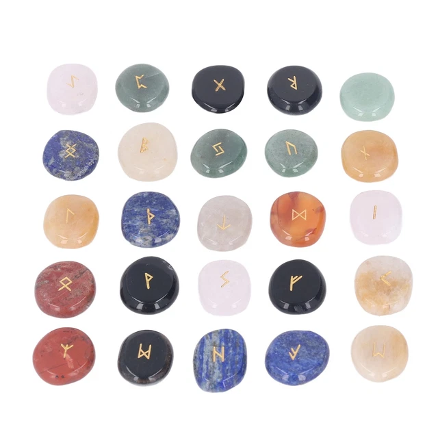 25PCS/SET RUNE STONE Set Polished Meditation Divination Chakra Healing ...