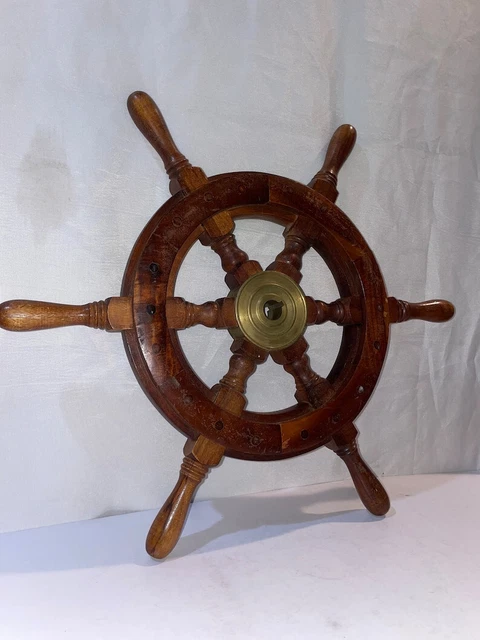 EN BOIS BAOT Roue Mural Laiton Finition Bateau Navires Mers Marin Vintage Ancien EUR 68,14 ...
