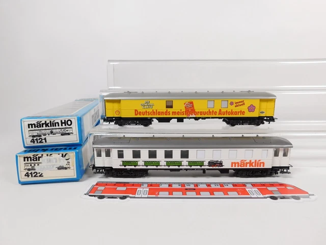 MÄRKLIN H0 AC 2X Exhibition Cars Bye 664 DB 4121 4122 Mint Box #EK101-1 ...