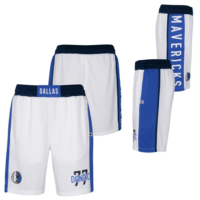 NBA SHORTS LUKA Doncic 77 Dallas Mavericks KOTC Shorts Basketball White ...