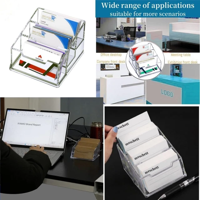 3 TIER PREMIUM Acrylic Clear Business Card Holder Stand,3 Tier 3 Slots ...