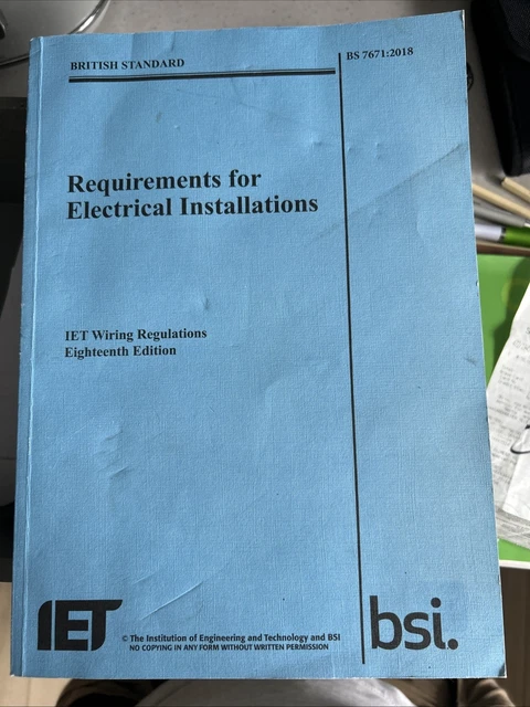 IET BS7671 ELECTRICAL Wiring Regulations 18th Edition Blue Book £10.80 ...