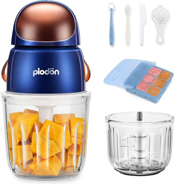 MINI BABY FOOD Processor with Dual Glass Bowls & 8 Blades (No Battery ...