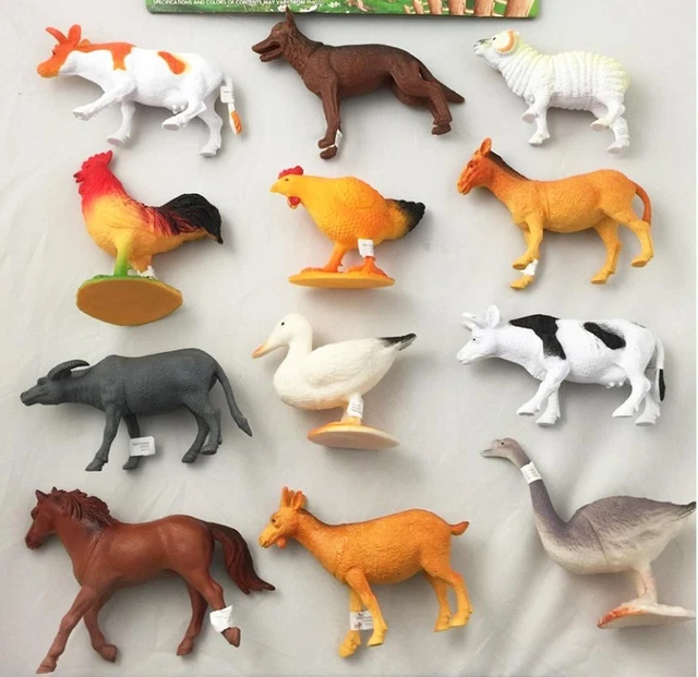 2 PACKS ASSORTED PLAY 6 INCH RUBBER FARM ANIMALS toy plastic pvc play ...
