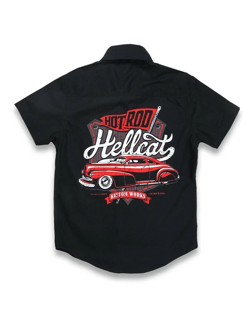 HOTROD HELLCAT KUSTOM Work Kustom Car retro Rockabilly Männer Workshirt ...