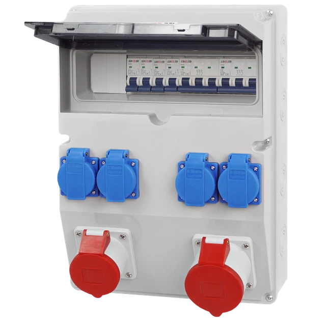 BAUSTROMVERTEILER WANDVERTEILER KOMPLETT 32A 16A 230V Bals Fi Schalter Zähler EUR 84,77 ...