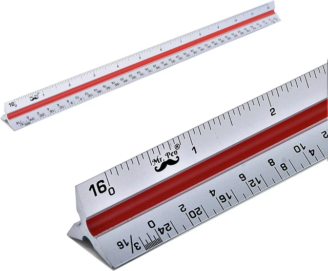 ARCHITECTURAL SCALE, Scale Ruler, 12 inch, White, Scale Ruler ...