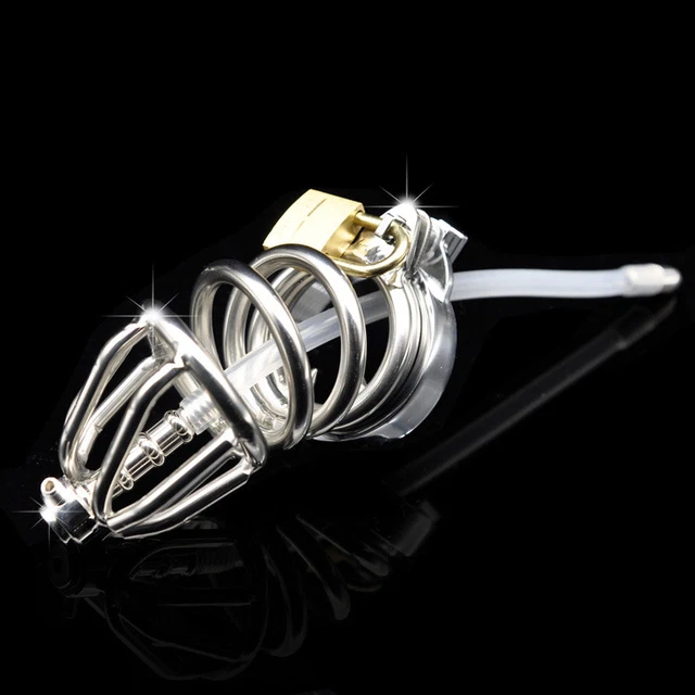 STAINLESS STEEL MALE Chastity Cage Device Metal Locking Belt for Men ...