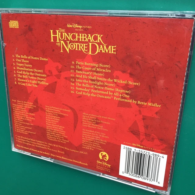 DISNEY HUNCHBACK OF NOTRE DAME Animated Film Soundtrack OST CD Alan ...