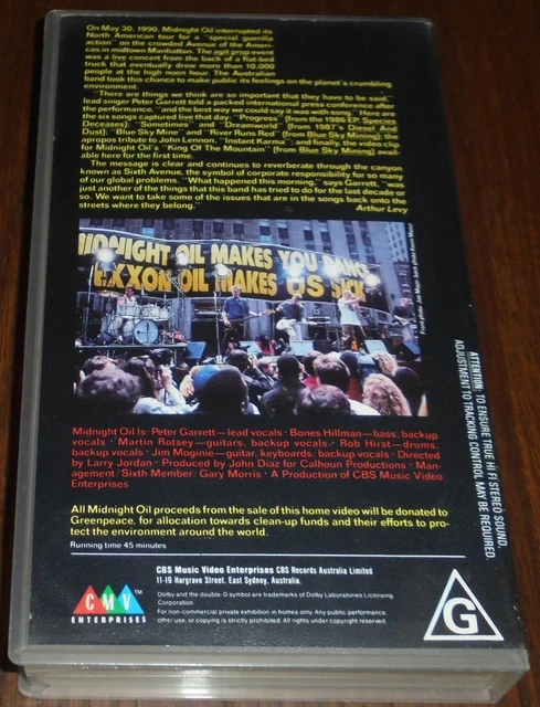 MIDNIGHT OIL BLACK Black Rain Falls Vhs Tape Rare 1990 $13.50 - PicClick AU