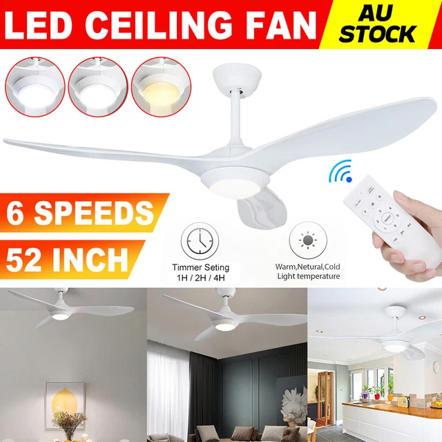 52'' CEILING FAN With Light DC Motor Ceiling Fans 3 Blades Remote ...
