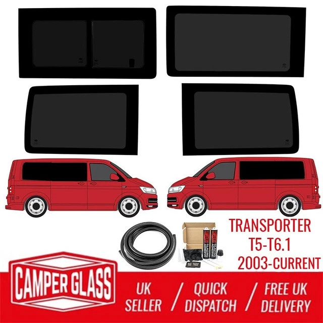 TRANSPORTER T5-T6.1 1X Sliding 3x Fixed SWB Privacy Window Kit 03 ...