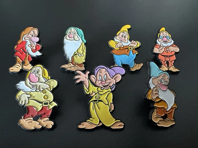 7 X DWARFS Pin Badges Disney Enamel Brooch Snow White Film Animation ...