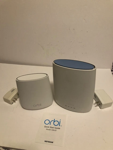 ORBI CABLE MODEM Router CBR40 and Satellite RBS20 Mesh WiFi Works great ...