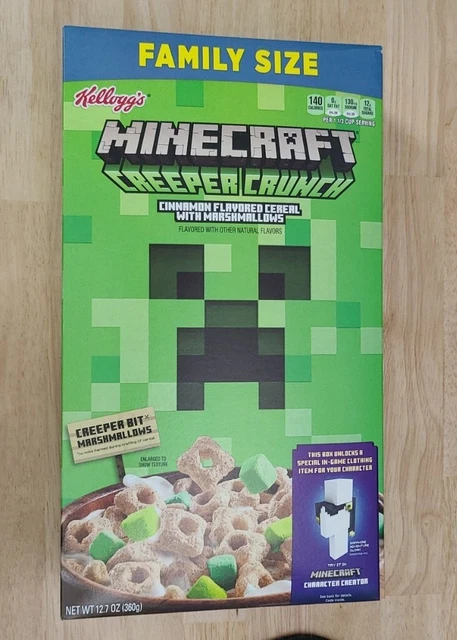 MINECRAFT CREEPER CRUNCH Cereal Family Size 12.7oz Box with Game Code £ ...