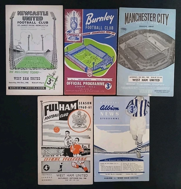 WEST HAM UNITED Away Programmes 10 from 1960-1961 season No1. £8.40 ...