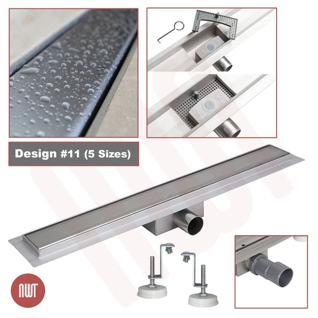 LINEAR STAINLESS STEEL Shower Wetroom Drainage Gully Trap Waste (600 ...